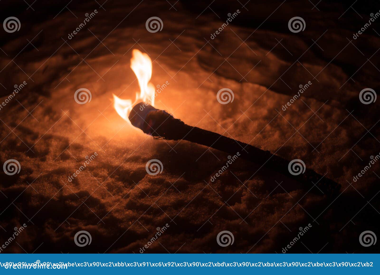 Burning Torch in the Cold Winter Stock Photo - Image of burning ...
