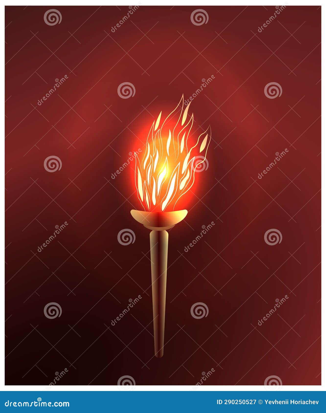 Burning Torch on Dark Red Background. Stock Illustration - Illustration ...