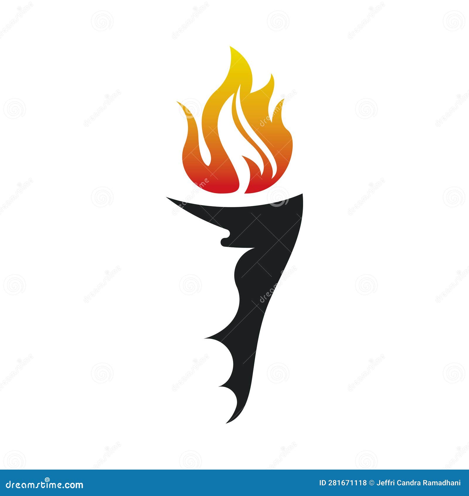 Burning Torch Fire Flame with Pillar Column Logo Stock Vector ...