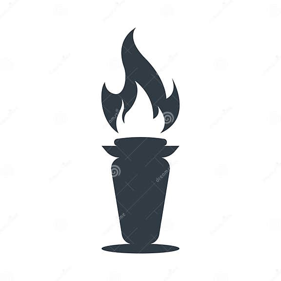 Burning Torch Fire Flame with Pillar Column Logo Stock Vector ...