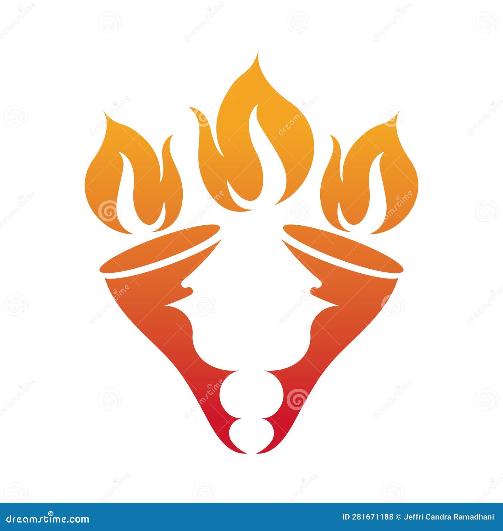 Burning Torch Fire Flame with Pillar Column Logo Stock Vector ...