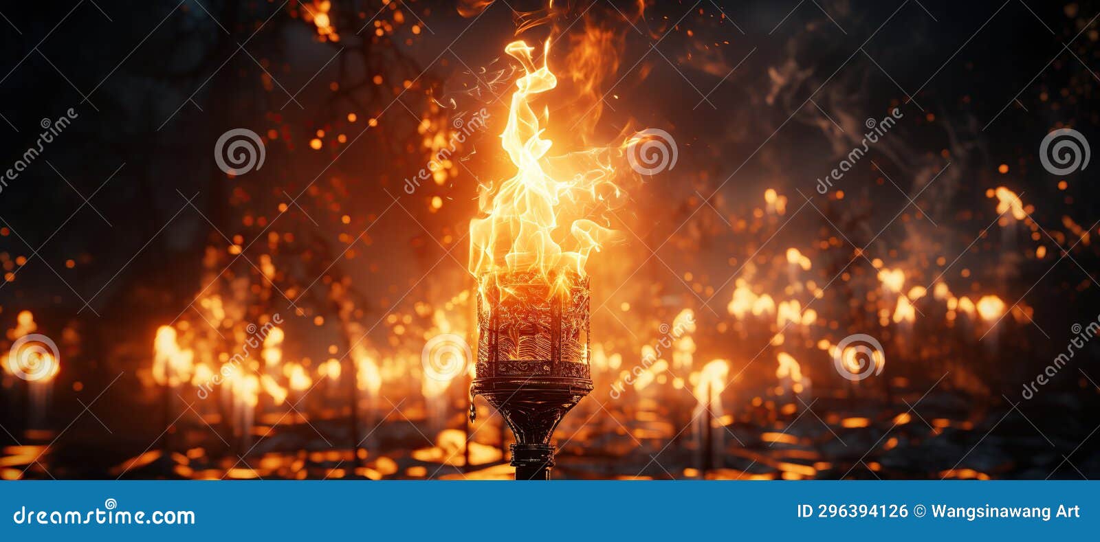 Burning Torch on Fire. Fire and Flames Stock Illustration ...