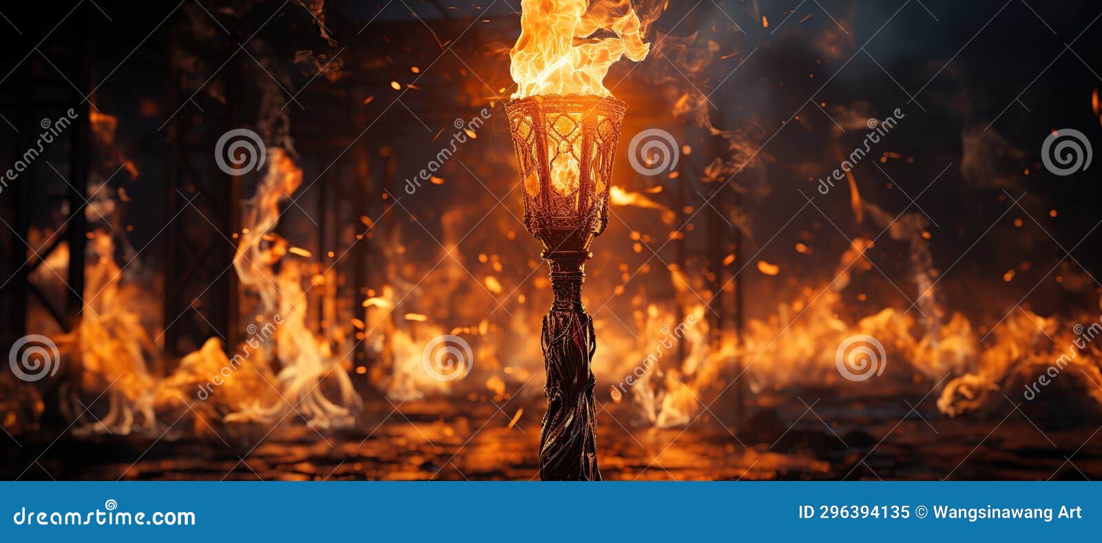 Burning Torch on Fire. Fire and Flames Stock Illustration ...