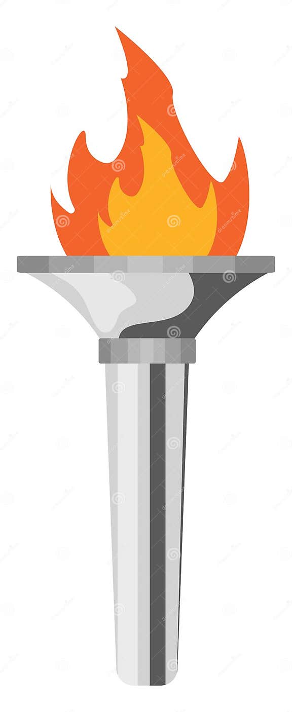 Burning torch, icon stock vector. Illustration of flame - 261382828