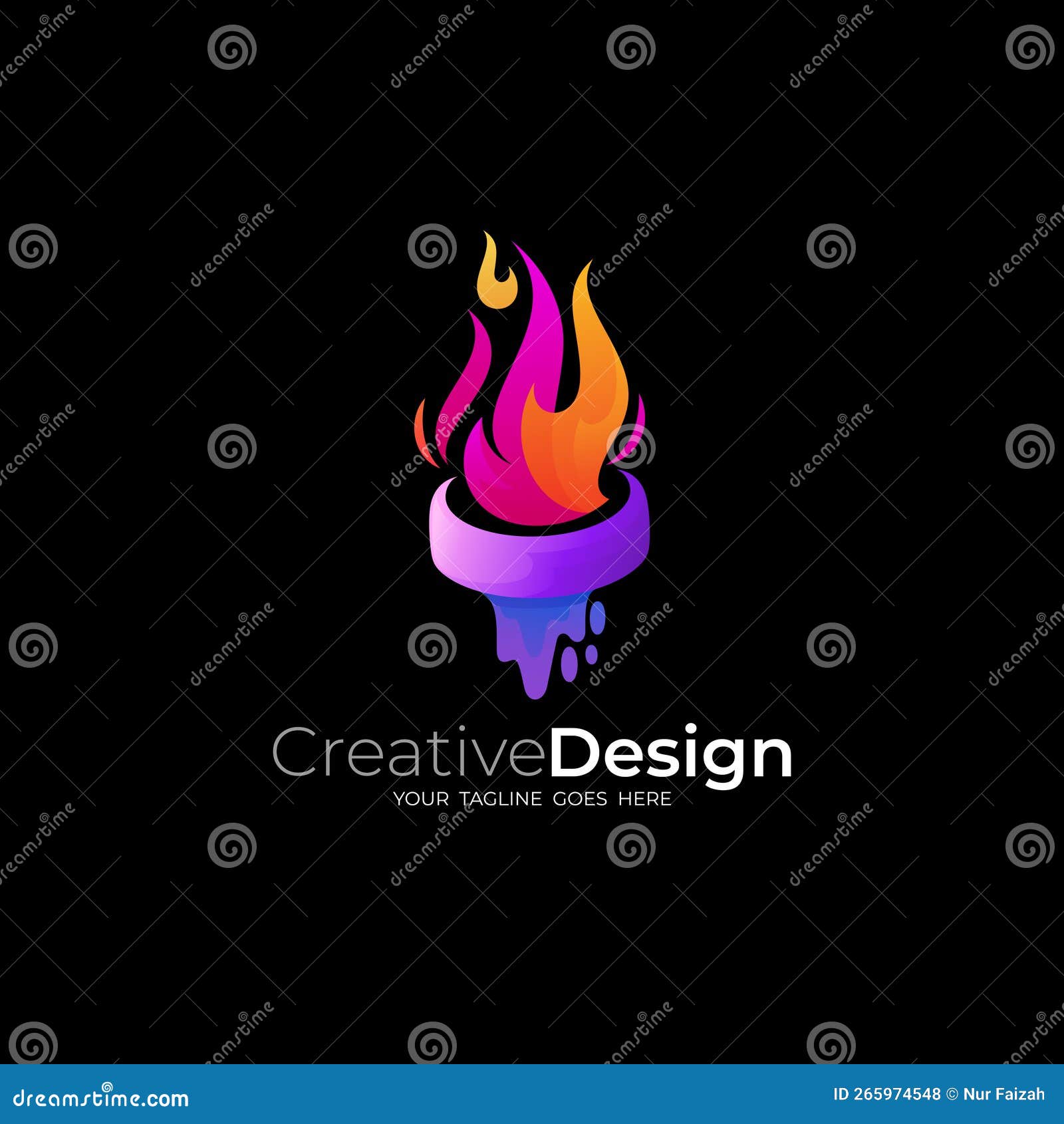 Burning Torch Logo Design Vector, 3d Colorful Logos Stock Vector ...