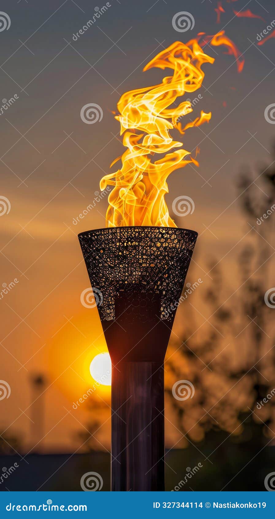Burning Torch at Sunset. Fire Flame Stock Photo - Image of burning ...