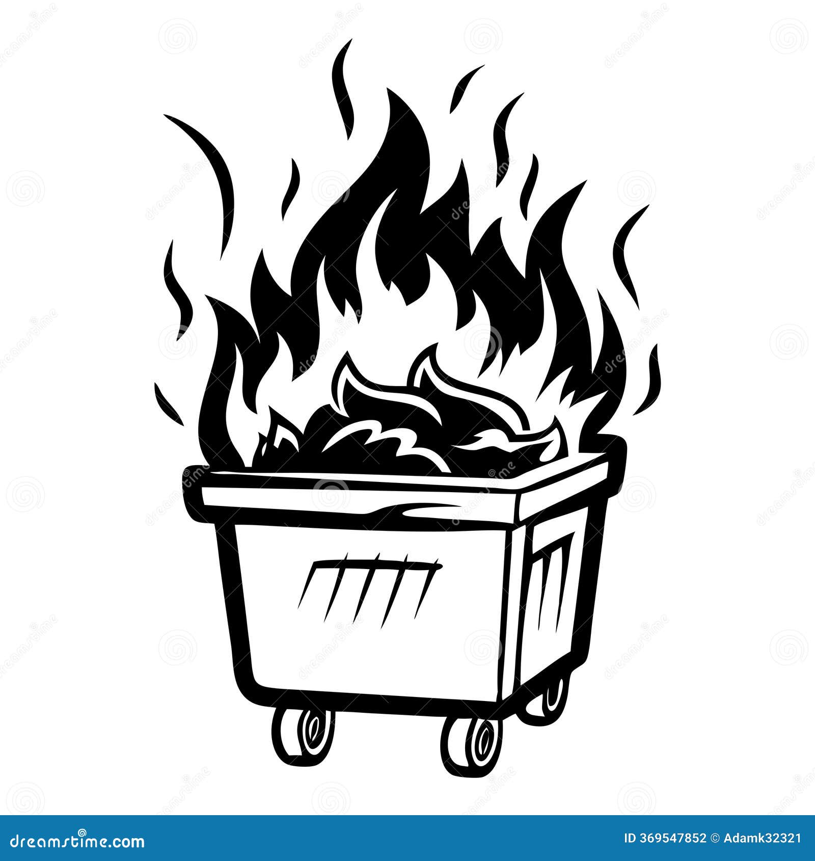 Burning Trash Can In Flames, Illustrating The Dangers Of Fire Hazards ...