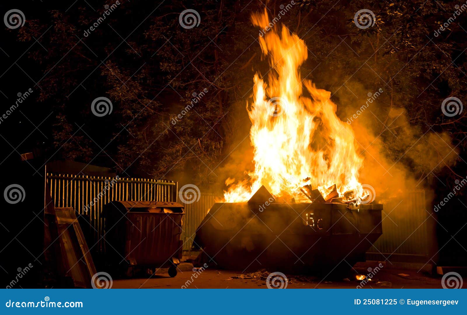 Burning trash container stock image. Image of burn, danger - 25081225