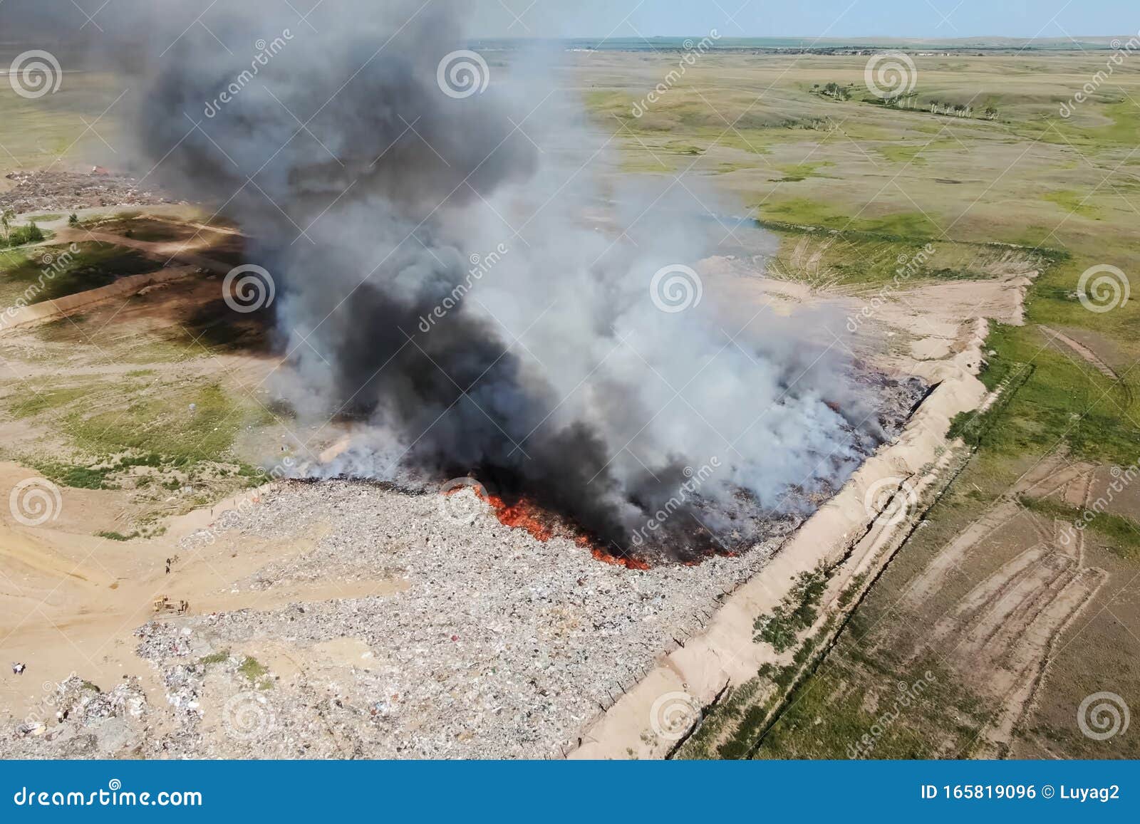 Burning Trash. Fire at the Landfill Stock Photo - Image of dump, city ...