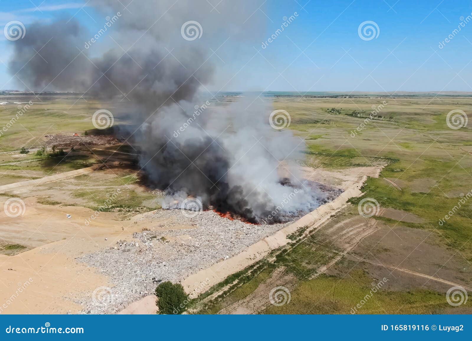 Burning Trash. Fire at the Landfill Stock Photo - Image of illegal ...