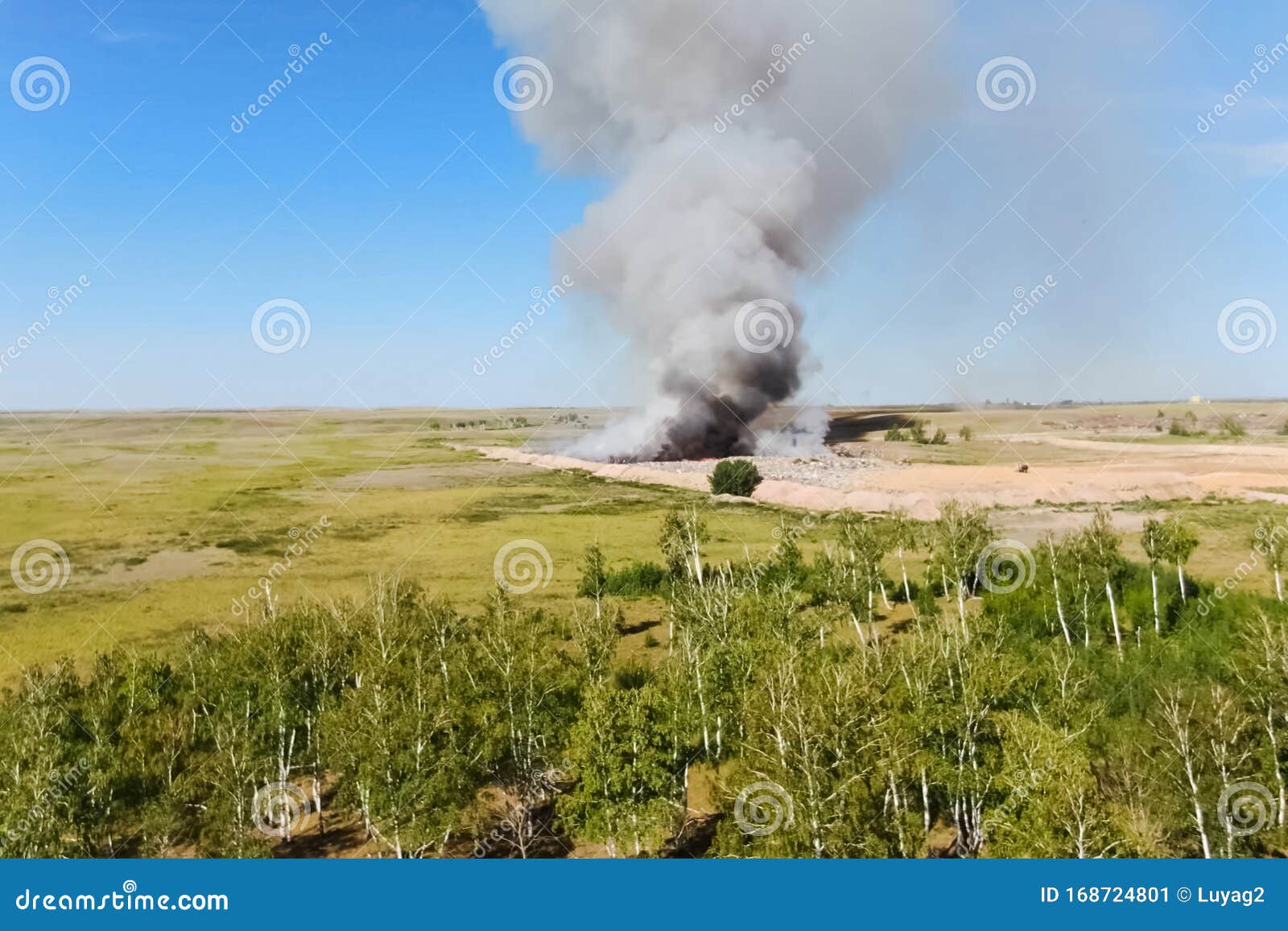 Burning Trash. Fire at the Landfill Stock Image - Image of global ...