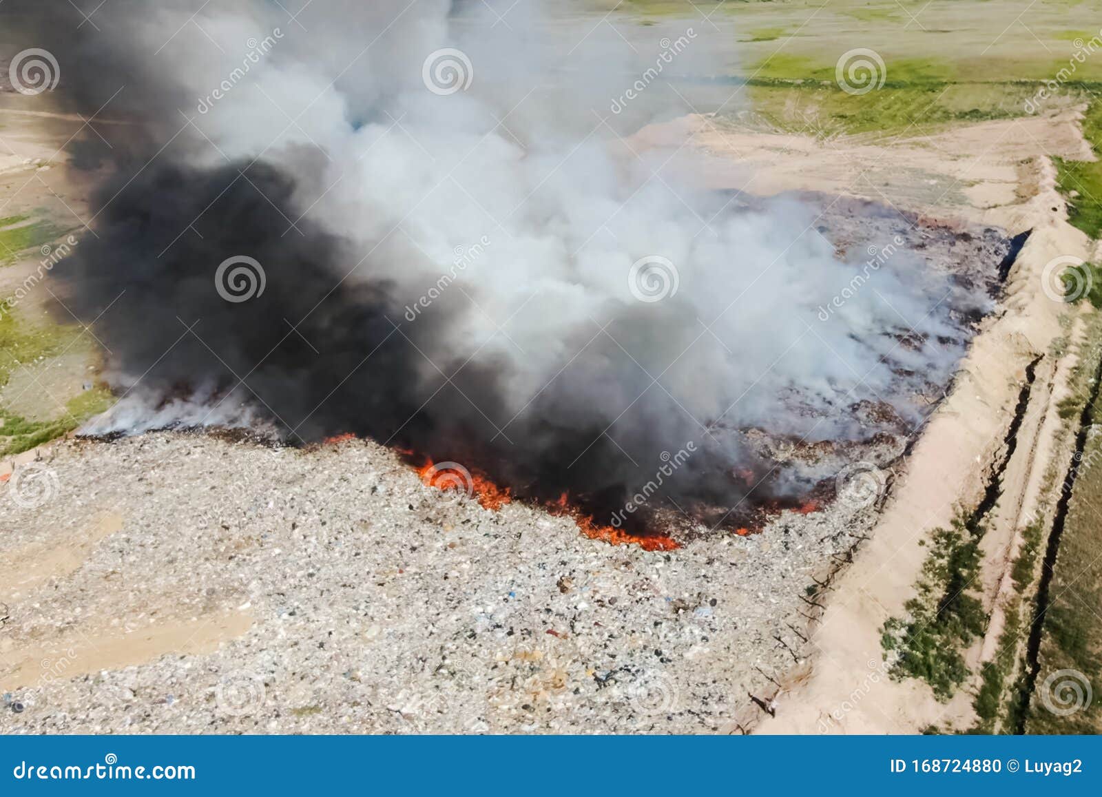 Burning Trash. Fire at the Landfill Stock Photo - Image of landfill ...