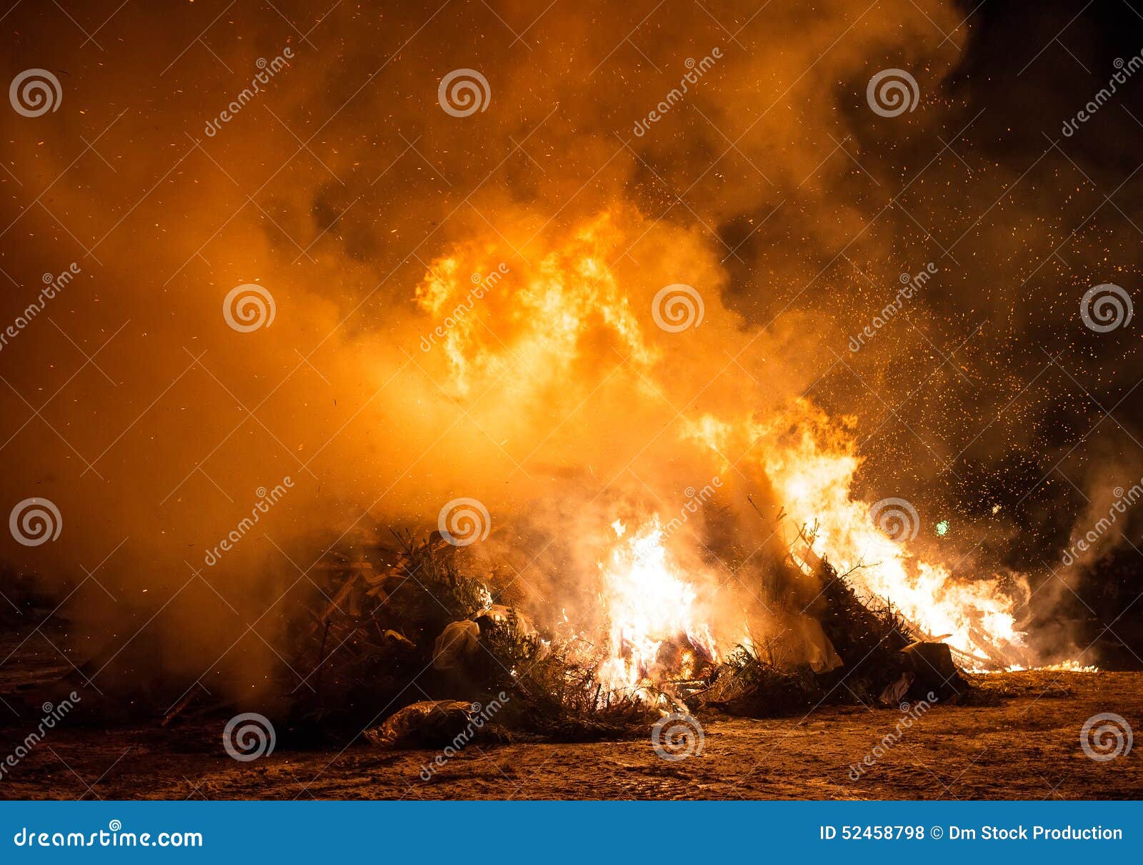 Burning of Trash and Old Trees. Stock Photo - Image of junk, litter ...