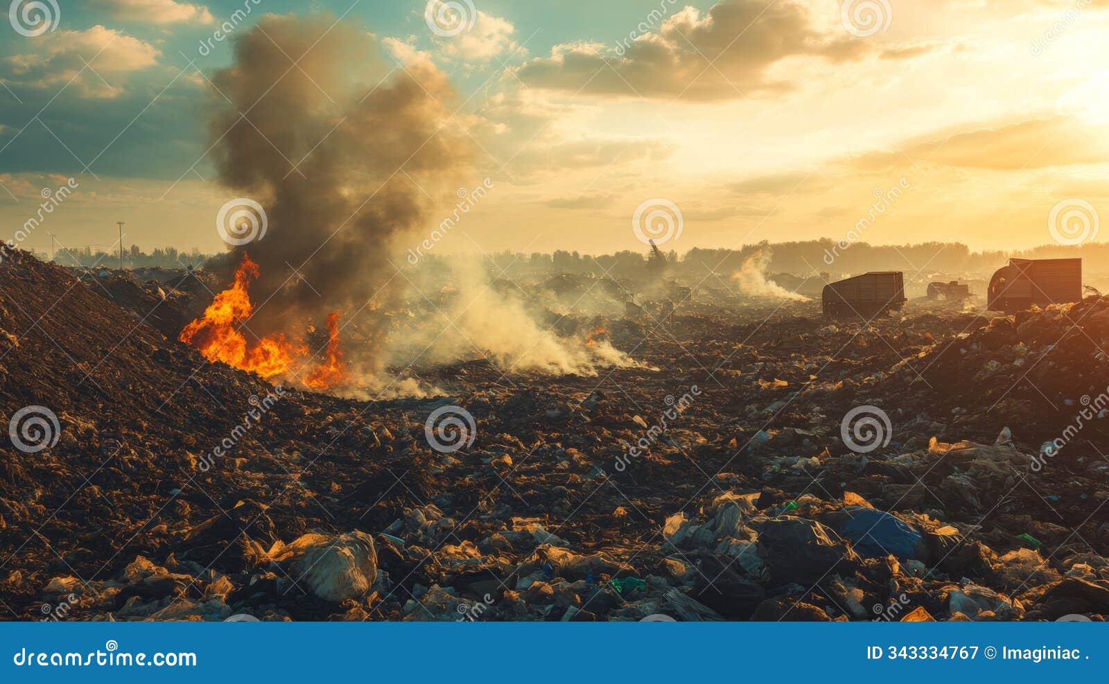 Burning Trash Icon In A Bin On Wheels. Cartoon Vector | CartoonDealer ...