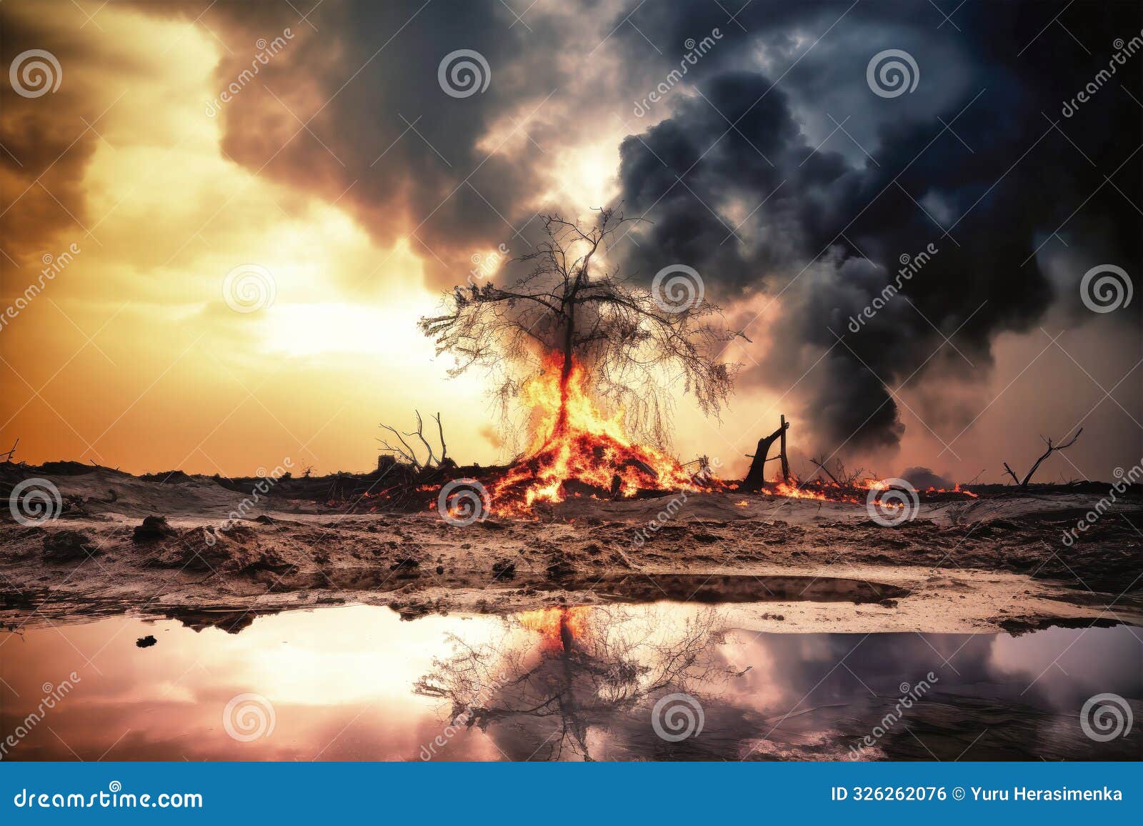 Barren, Sun Scorched Landscape At Sunset, Symbolizing Drought ...
