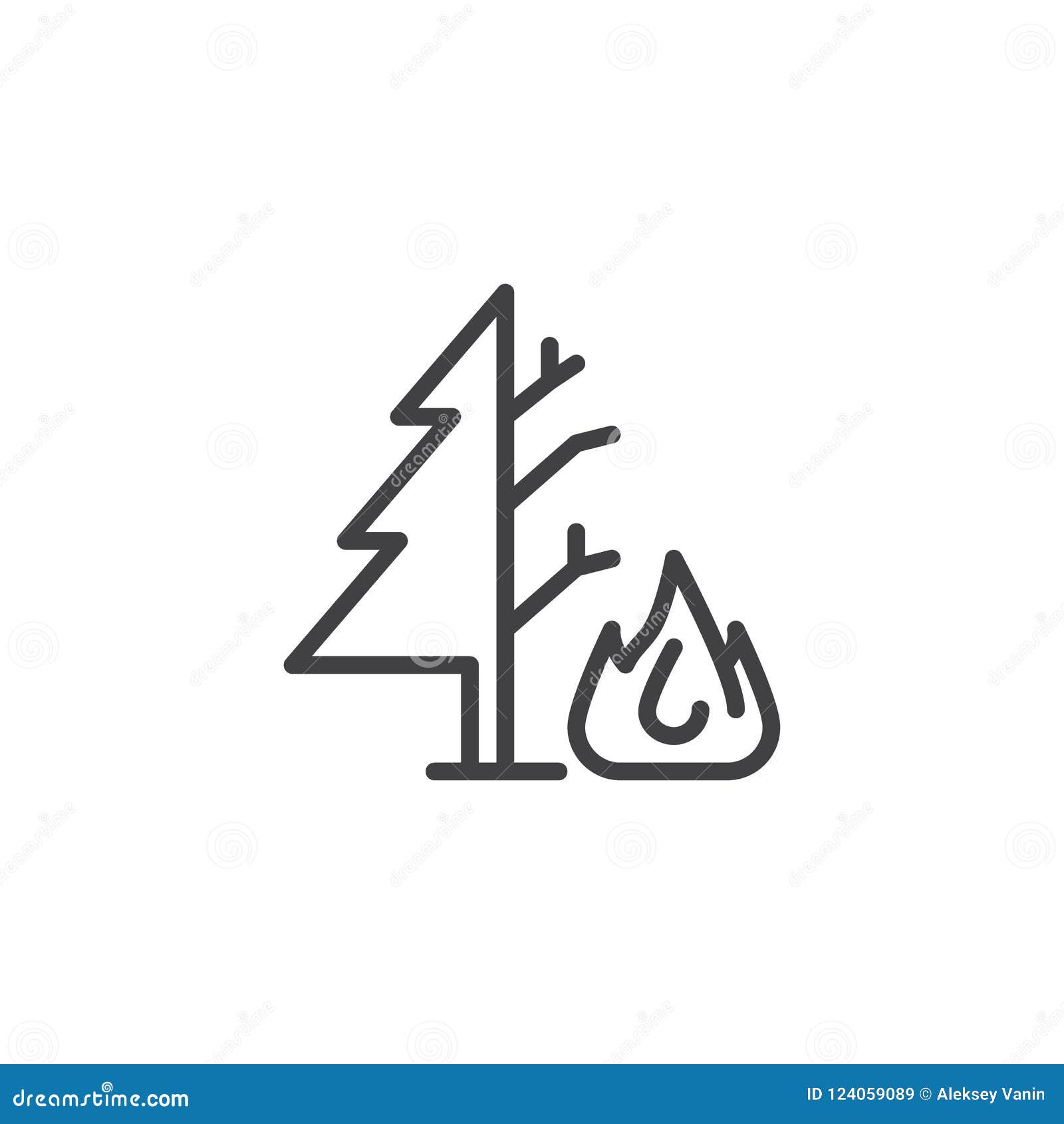 Burning tree outline icon stock vector. Illustration of graphics ...