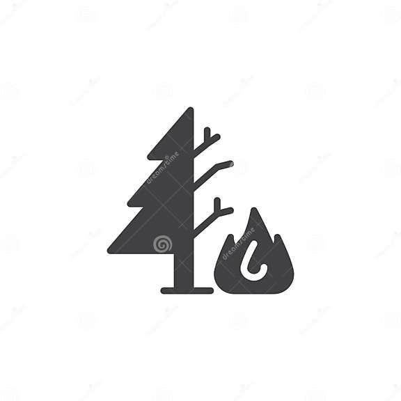 Burning tree vector icon stock vector. Illustration of solid - 124324402