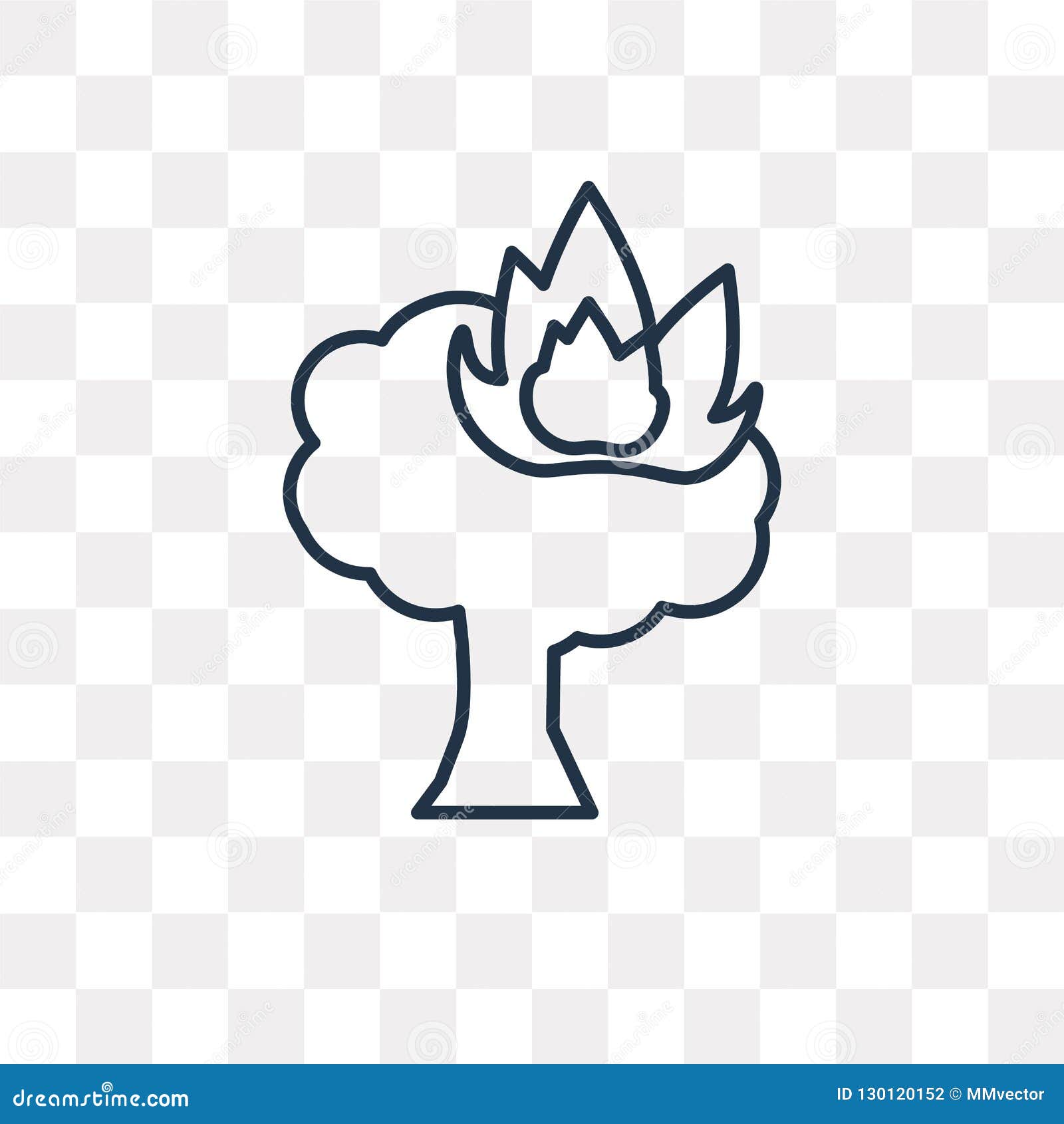 Burning Tree Vector Icon Isolated on Transparent Background, Lin Stock ...