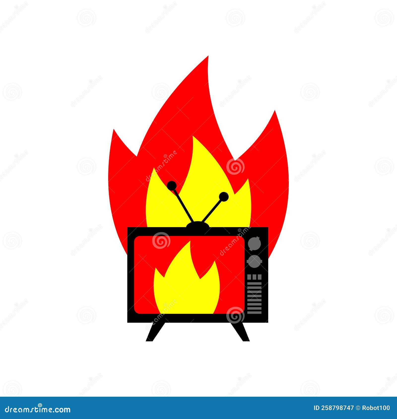 Burning TV Isolated. TV on Fire Stock Vector - Illustration of icon ...