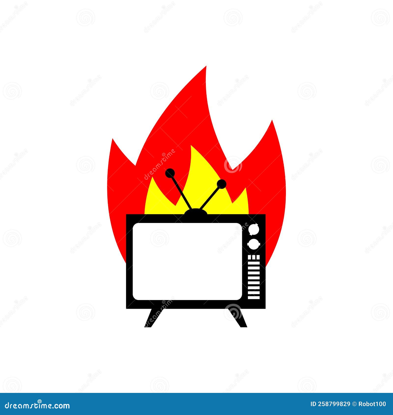 Burning TV Isolated. TV on Fire Stock Vector - Illustration of cartoon ...