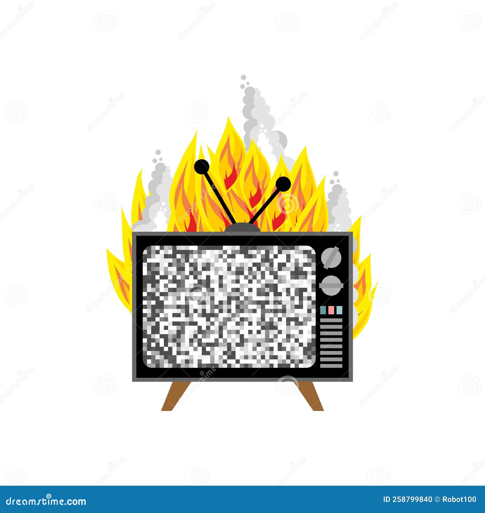 Burning TV Isolated. TV on Fire Stock Vector - Illustration of news ...