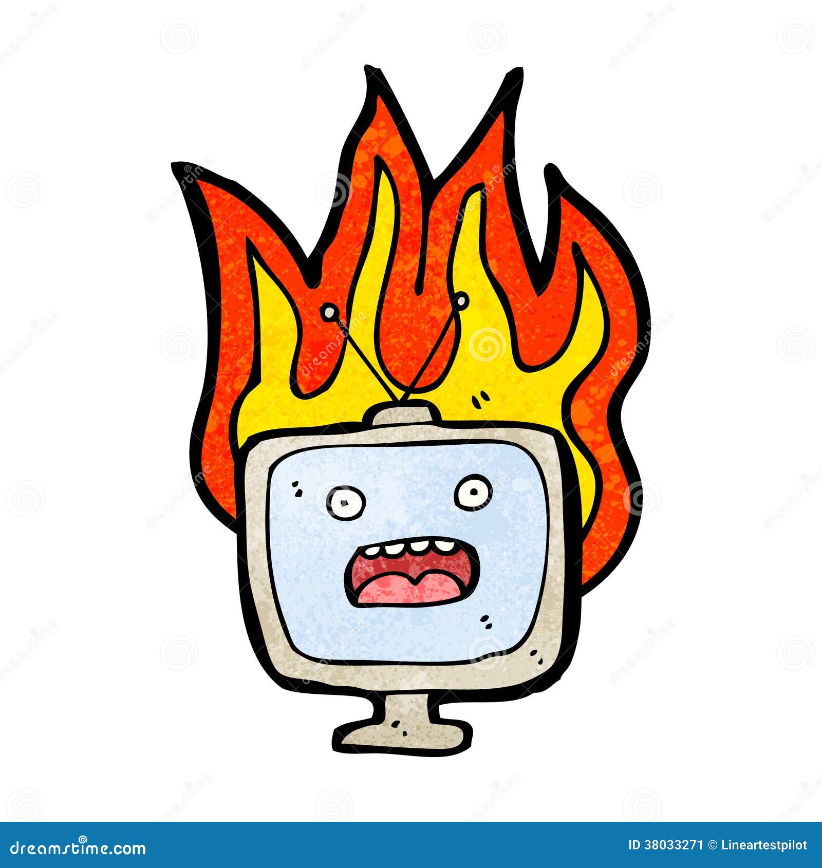 Burning tv set cartoon stock vector. Illustration of traditional - 38033271