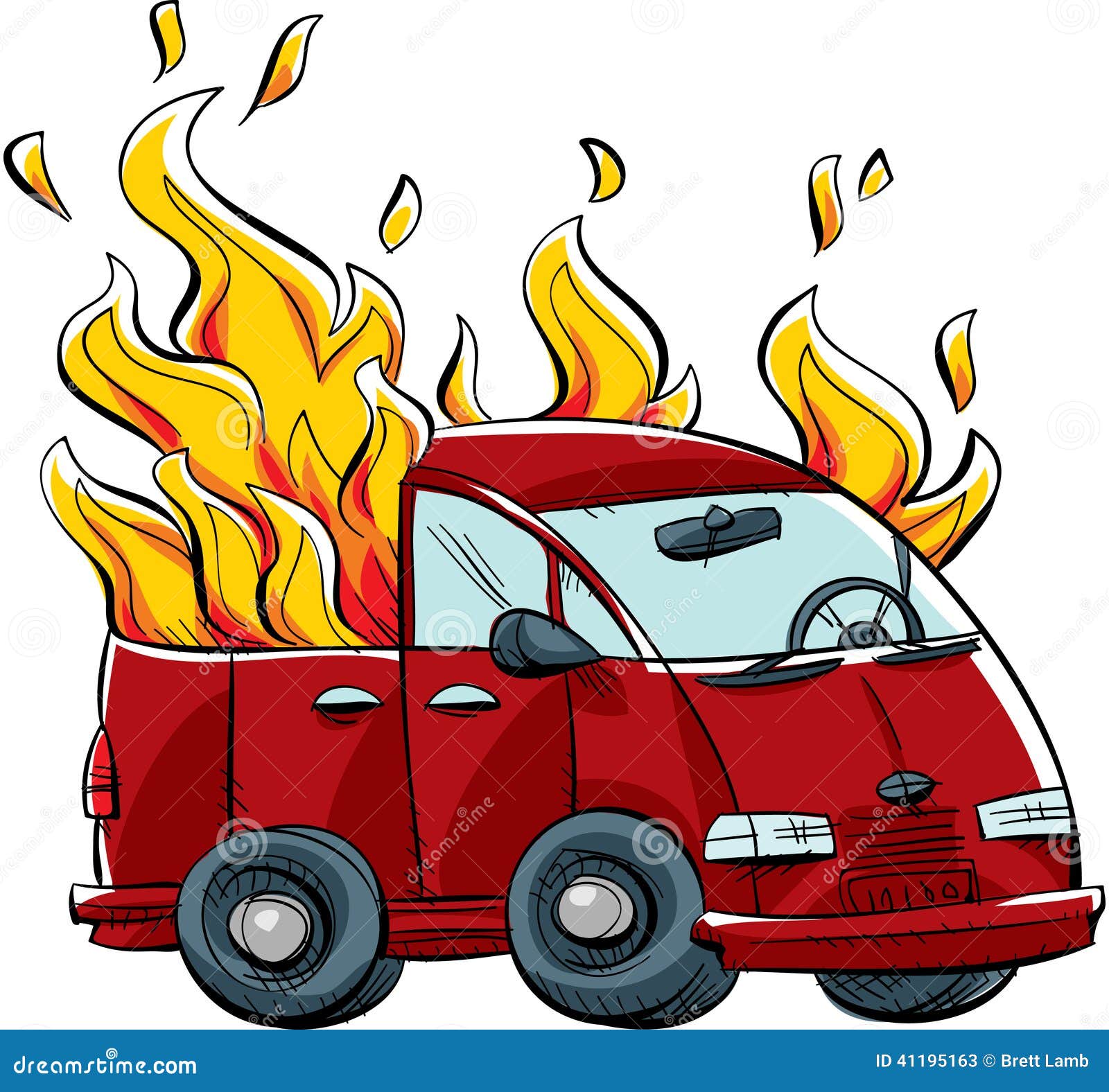 Burning Van stock illustration. Illustration of inferno - 41195163