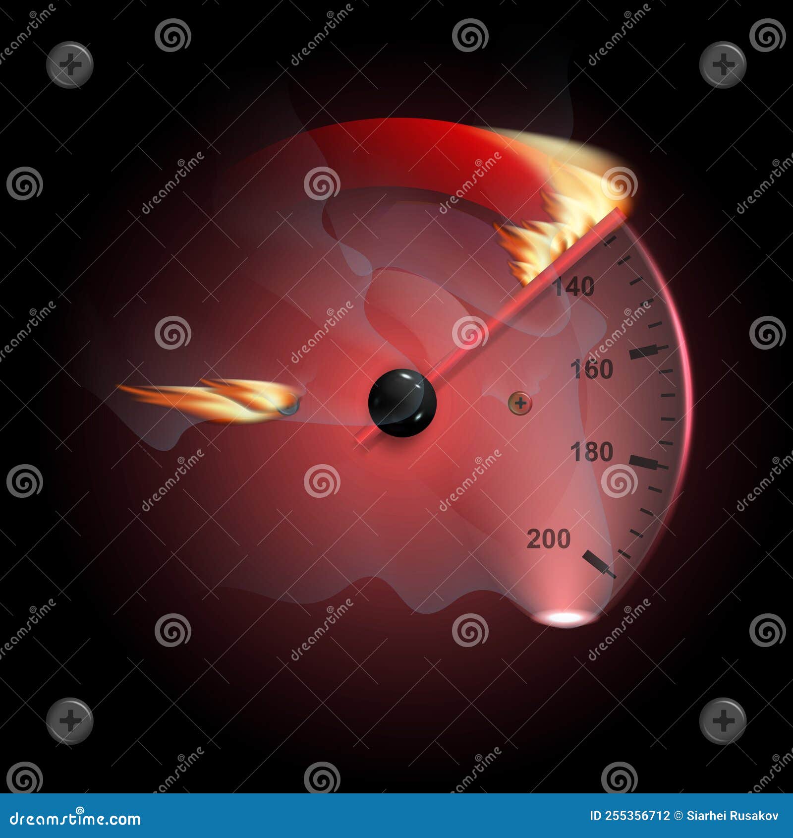 Burning Vector Speedometer Fire Flame Illustration on the Black. Stock ...
