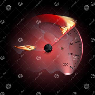 Burning Vector Speedometer Fire Flame Illustration on the Black. Stock ...