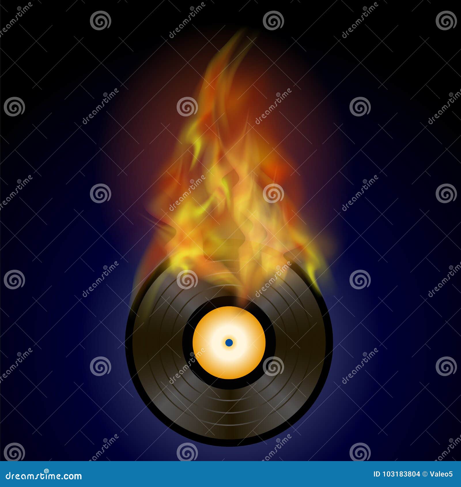 Burning Vinyl Disc with Fire Flame Stock Illustration - Illustration of ...