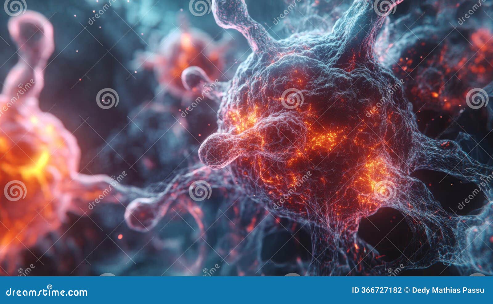 A Microscopic Rendering Of Protein Synthesis Inside A Cell, With ...