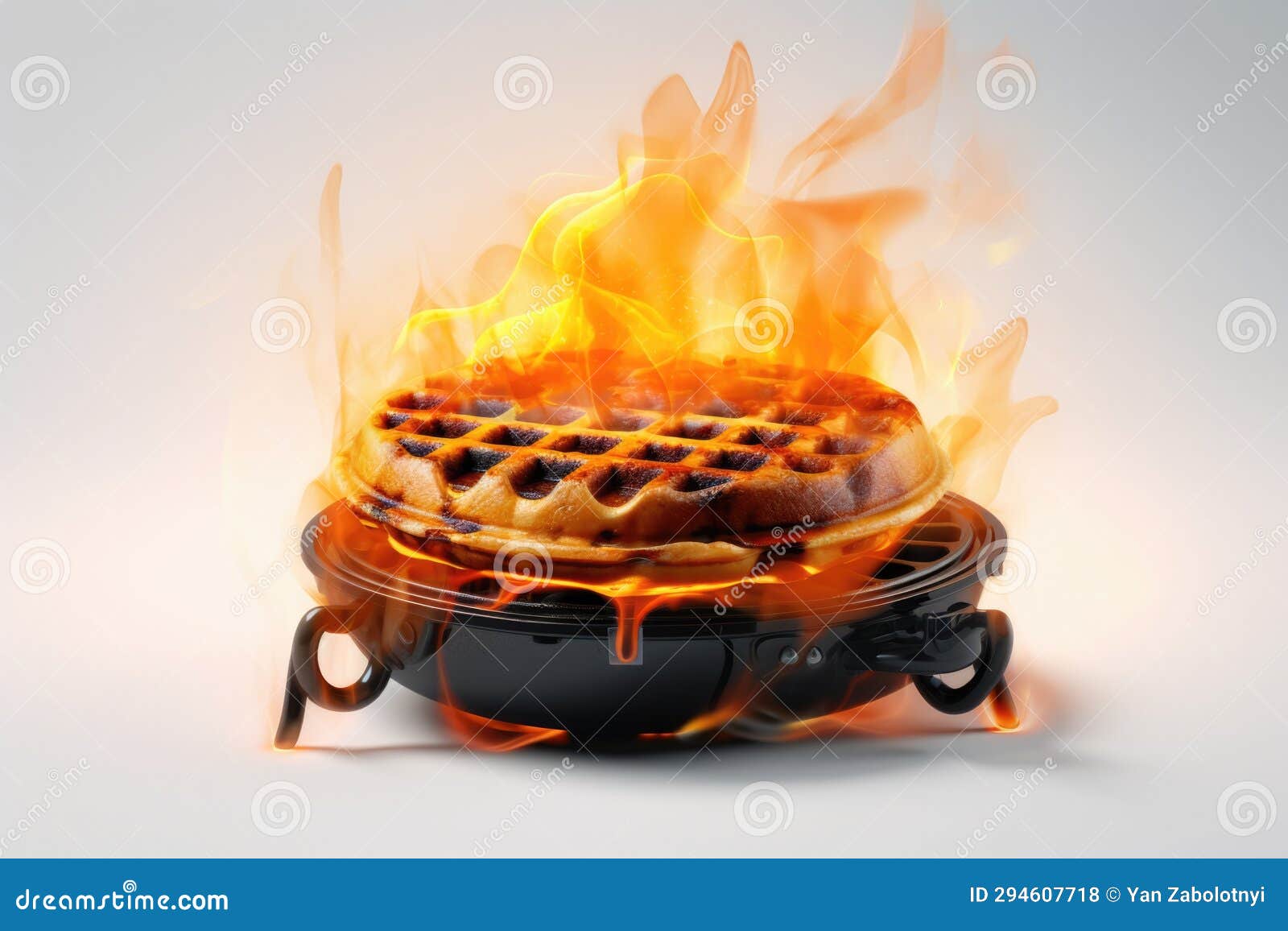 Burning Waffle Maker on a White Background Stock Illustration ...