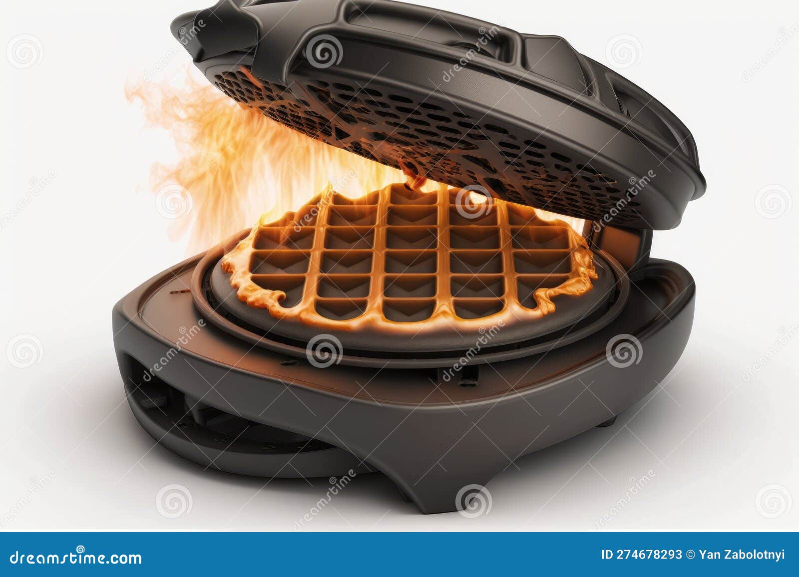 Burning Waffle Maker on a White Background. Generative AI Stock ...
