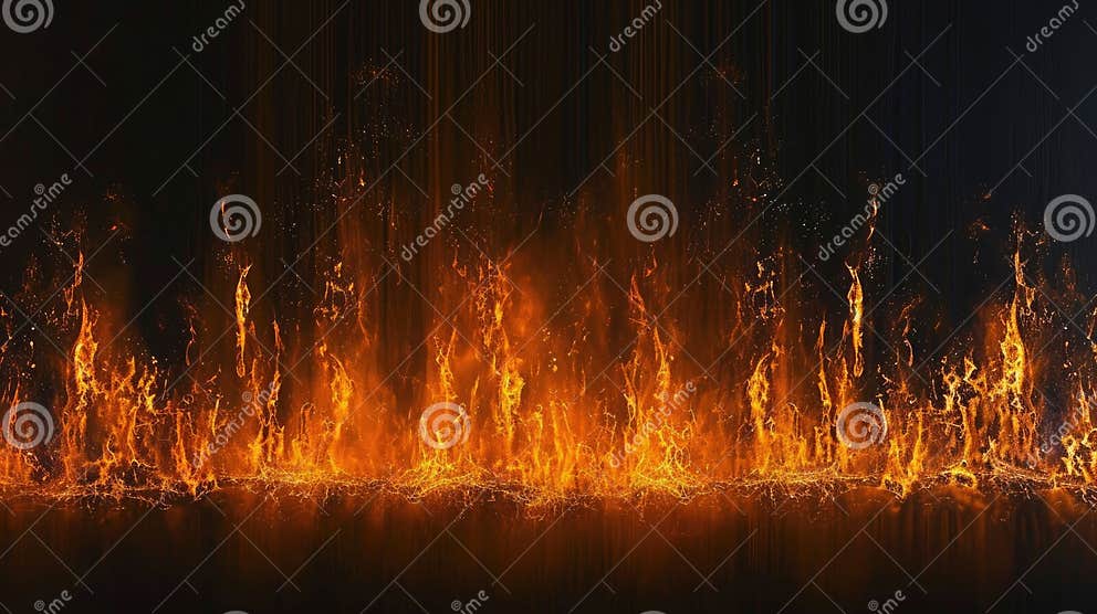 Burning Wall with Dark Background. Stock Illustration - Illustration of ...