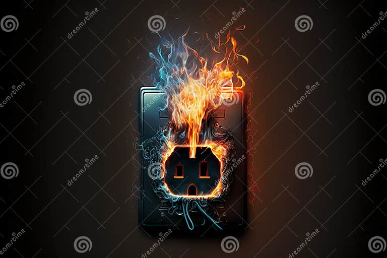 Burning Wall Plug, Power Socket Exploding, Melted Stock Illustration ...