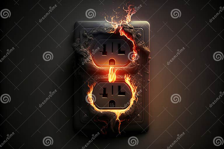 Burning Wall Plug, Power Socket Exploding, Melted Stock Illustration ...