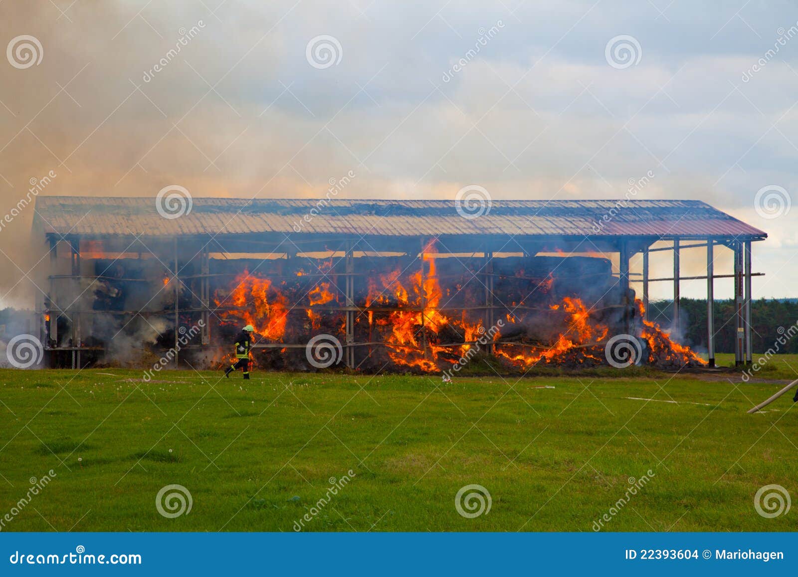 Burning warehouse stock photo. Image of mask, meadow - 22393604