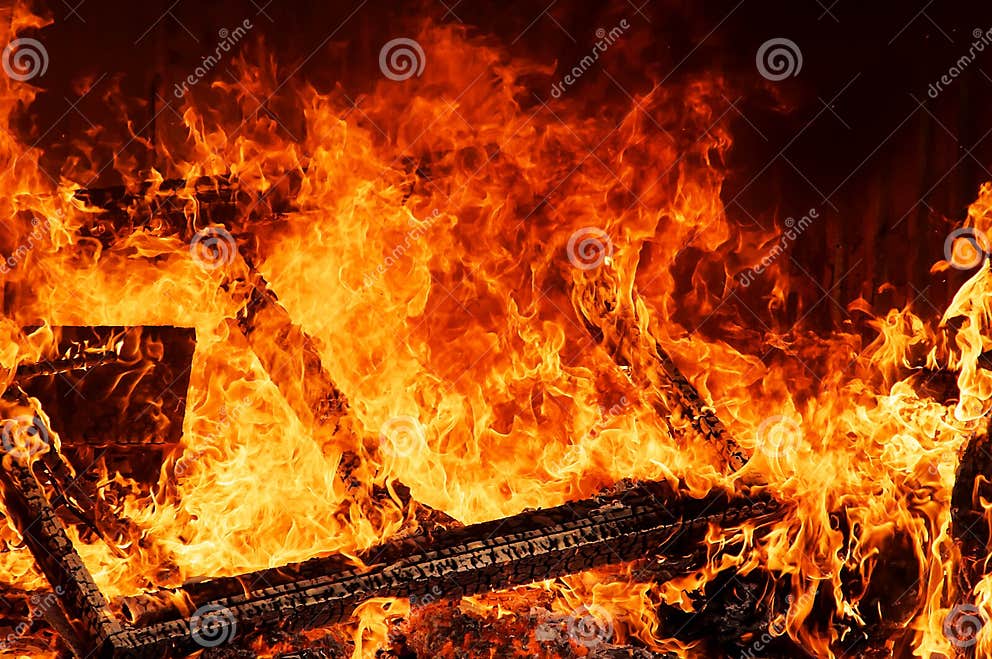 Burning warehouse stock photo. Image of destroyed, wood - 73851106