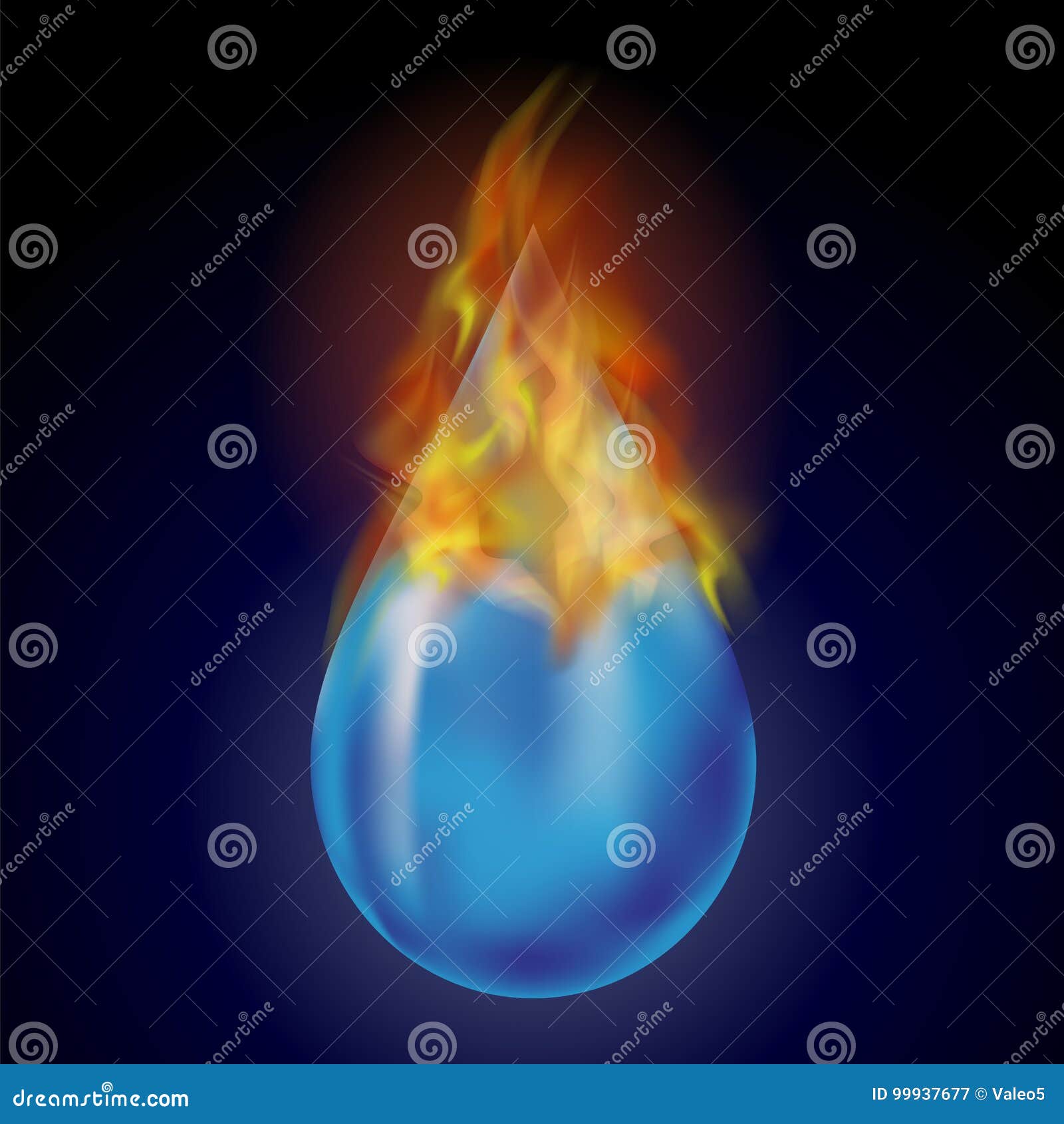 Burning Water Drop with Fire Flame Stock Vector - Illustration of clean ...