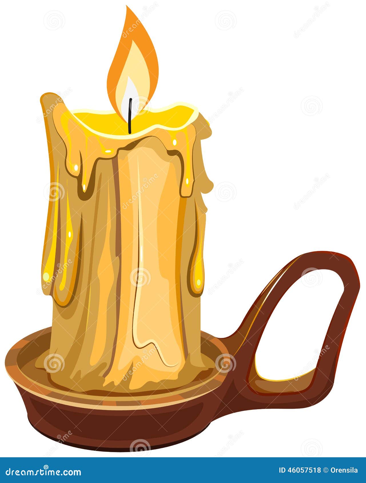 Burning Wax Candle in a Stand Stock Vector - Illustration of yellow ... Burning Wax Candle in a Stand Stock Vector - Illustration of yellow ...