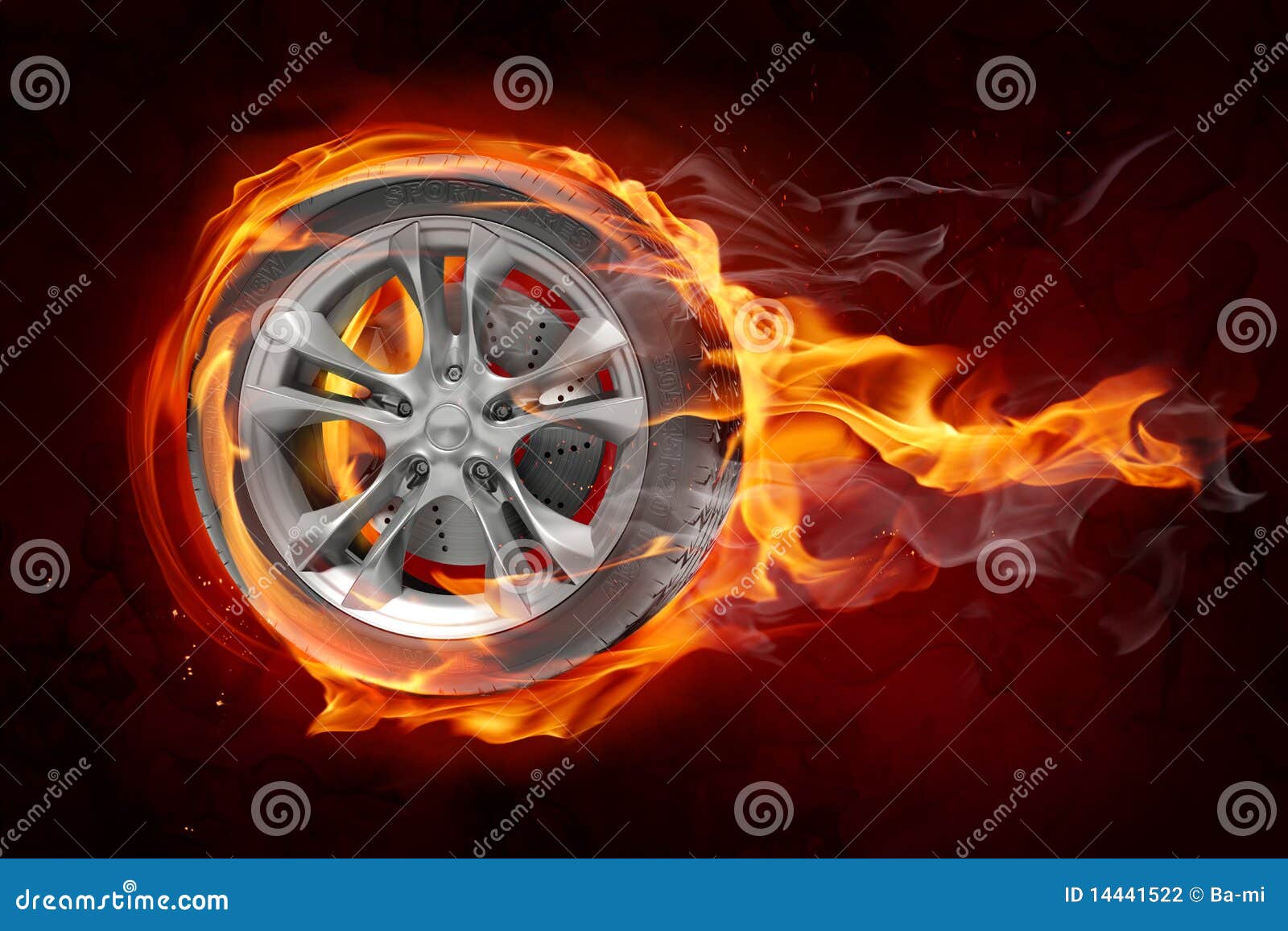 Burning wheel stock illustration. Illustration of fast - 14441522