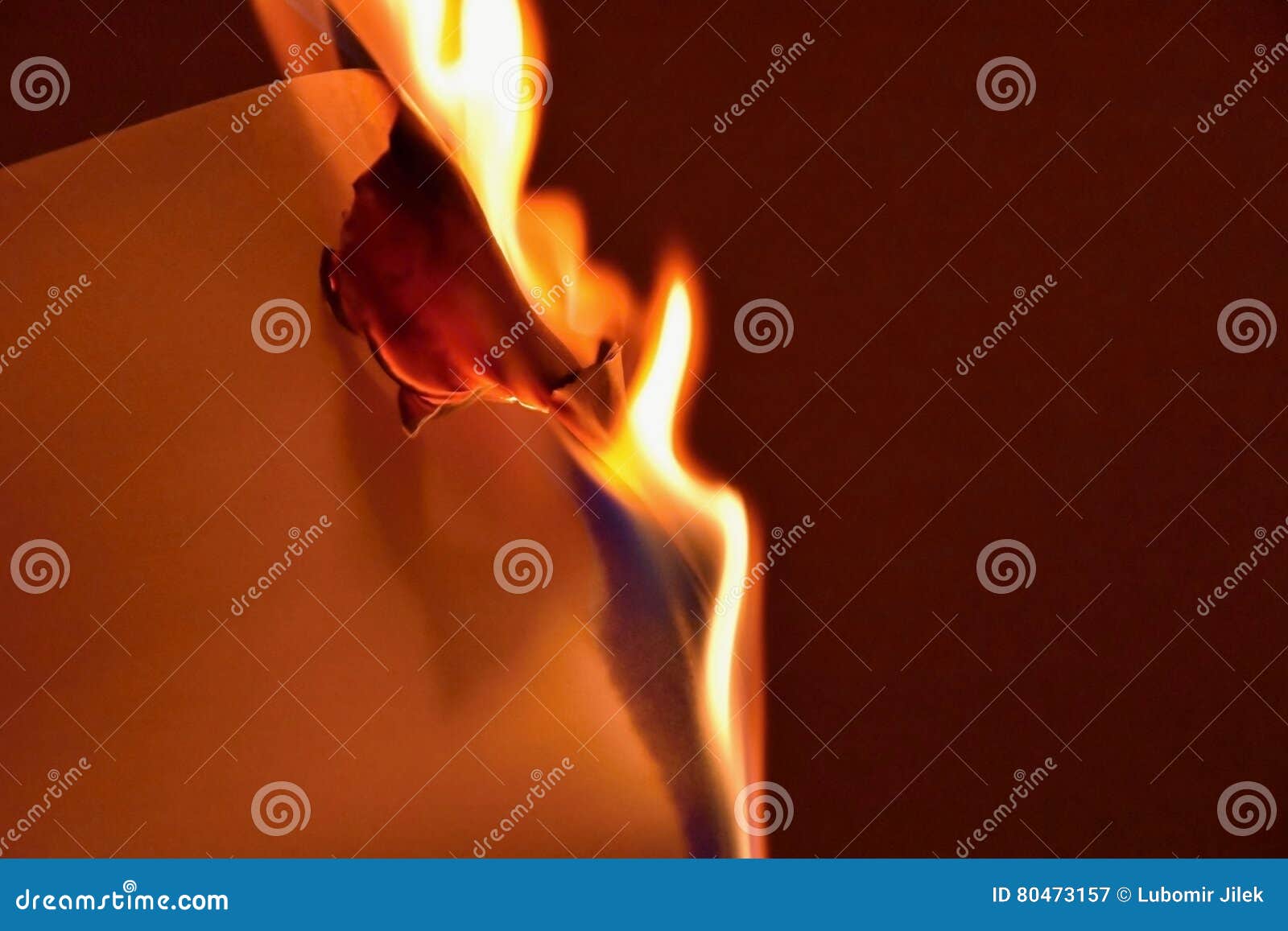 Burning White Paper and Charred the Edges of the Paper. Stock Image ...