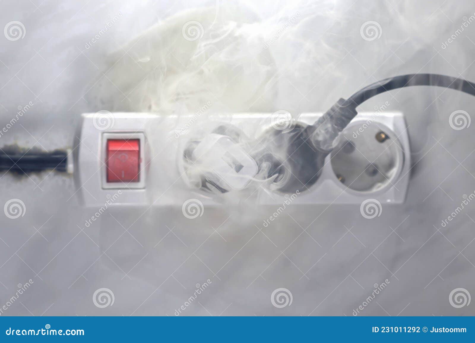 Burning of the Wire Cable and Socket Outlet Plug in the House, Blurred ...