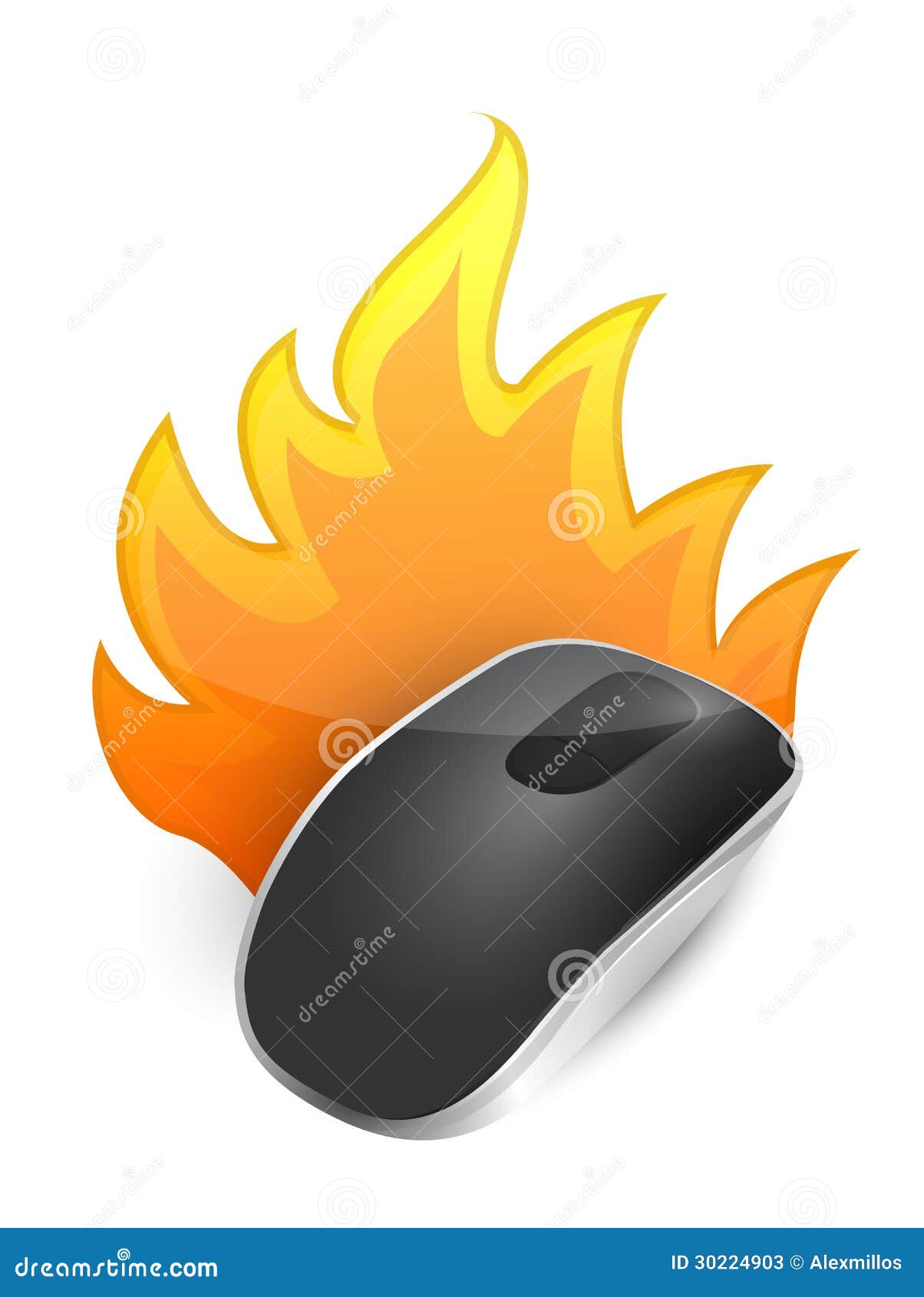 Burning Wireless Computer Mouse Stock Illustration - Illustration of ...