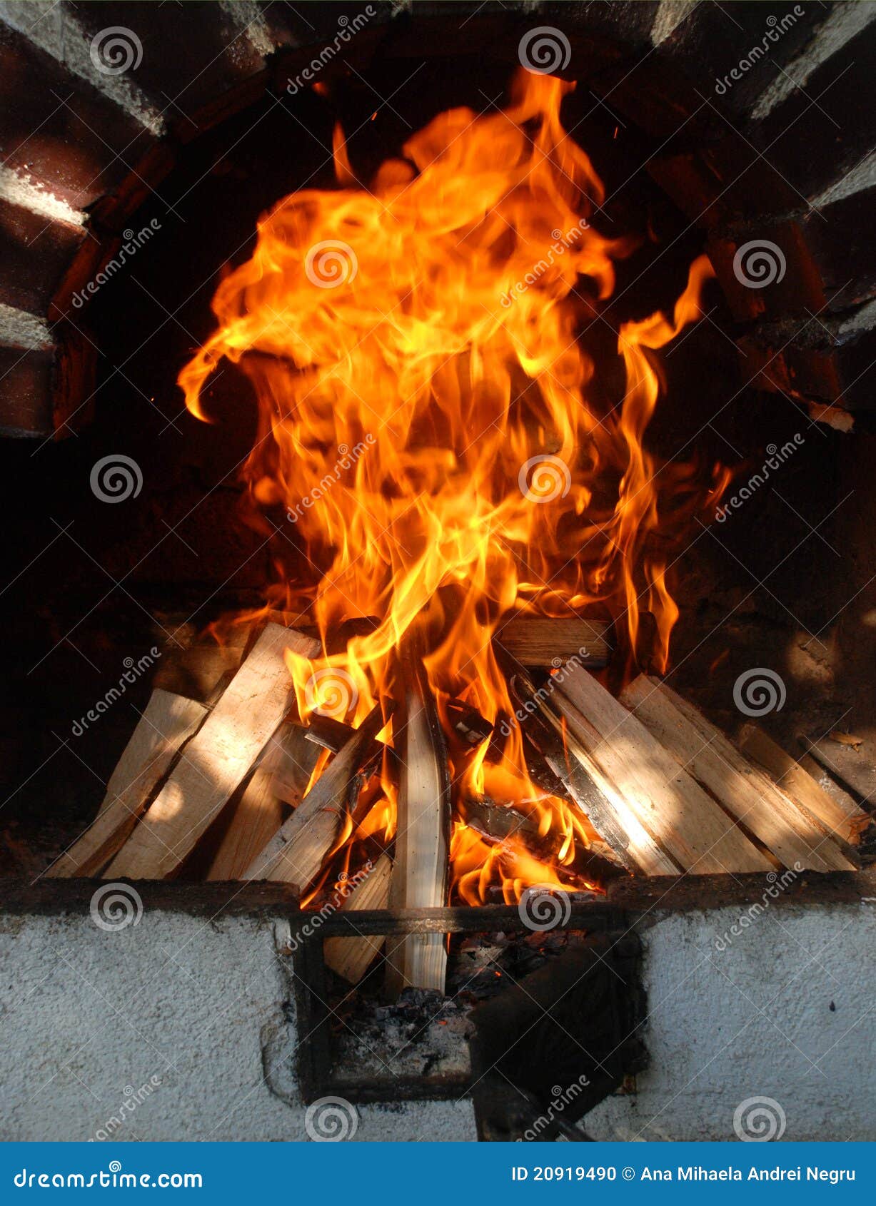 Burning Wood In A Modern Fireplace With A Closed Combustion Chamber ...