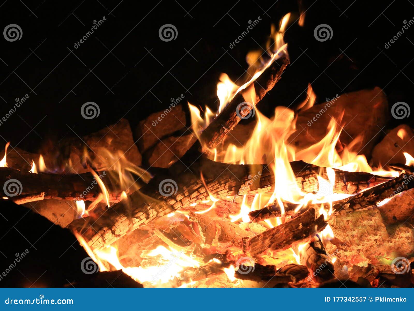 Burning wood in campfire stock image. Image of abstract - 177342557