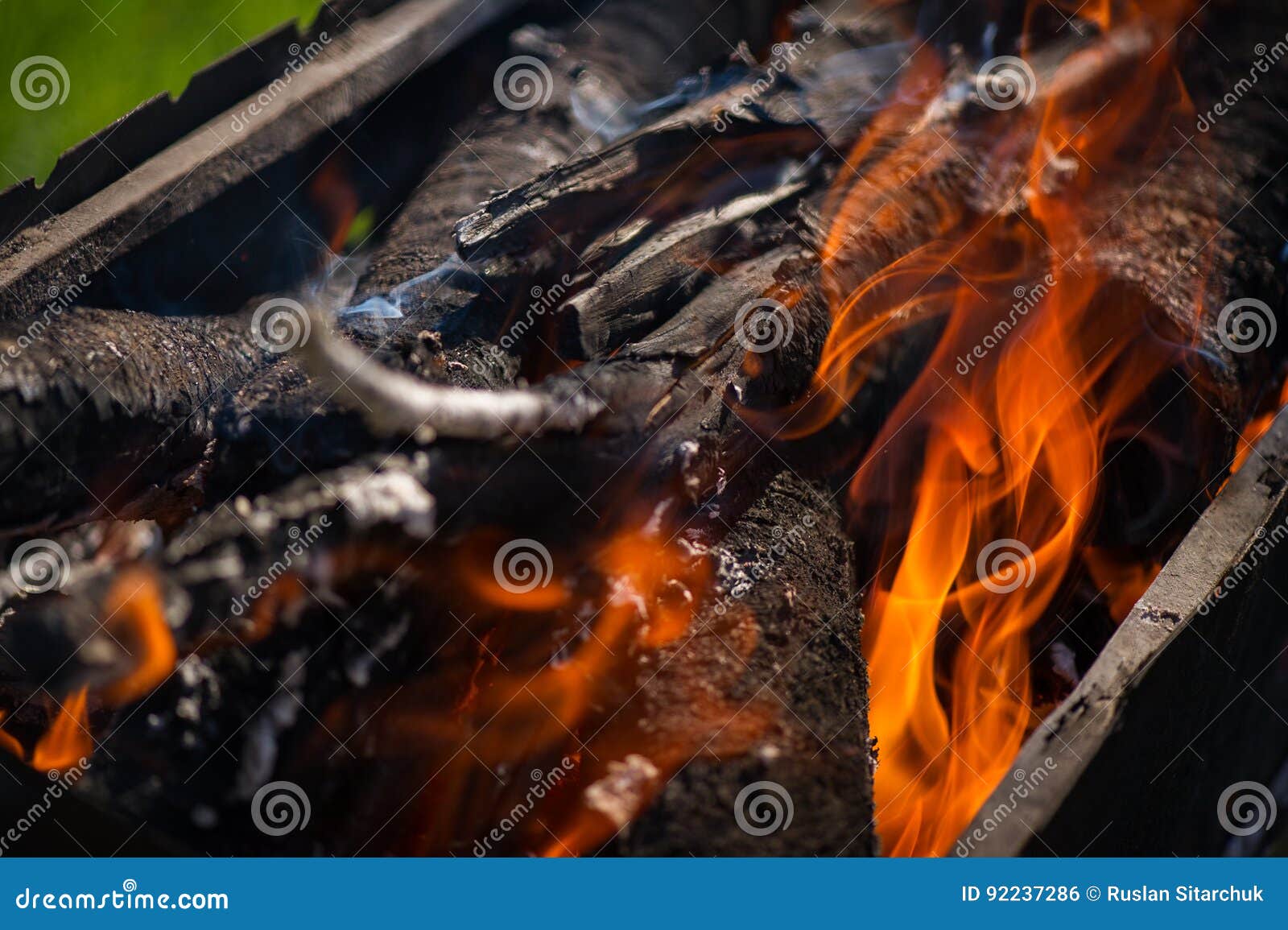 Burning wood fire stock photo. Image of black, campfire - 92237286