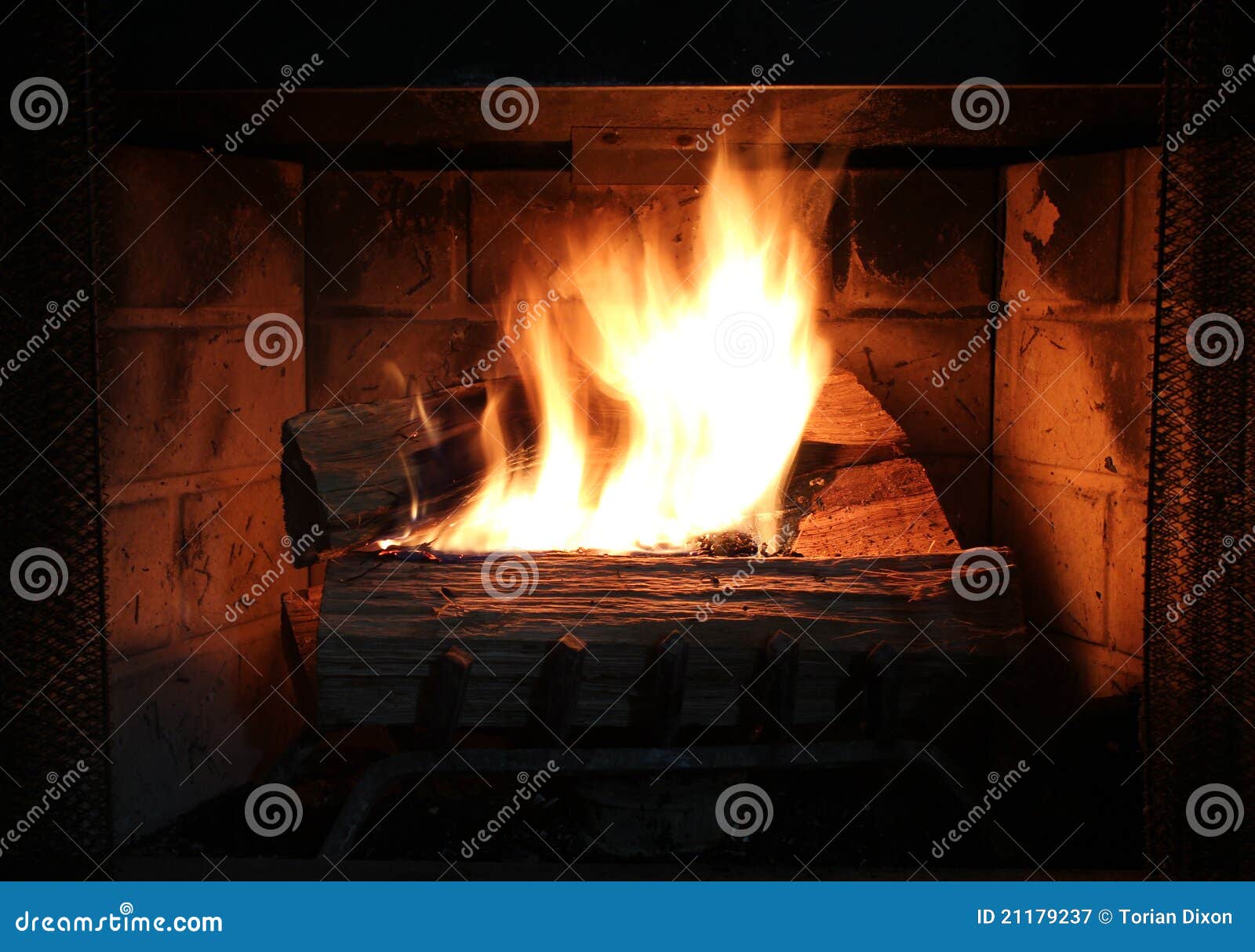 Burning Wood in a Fire Place Stock Image - Image of combustion, heat ...