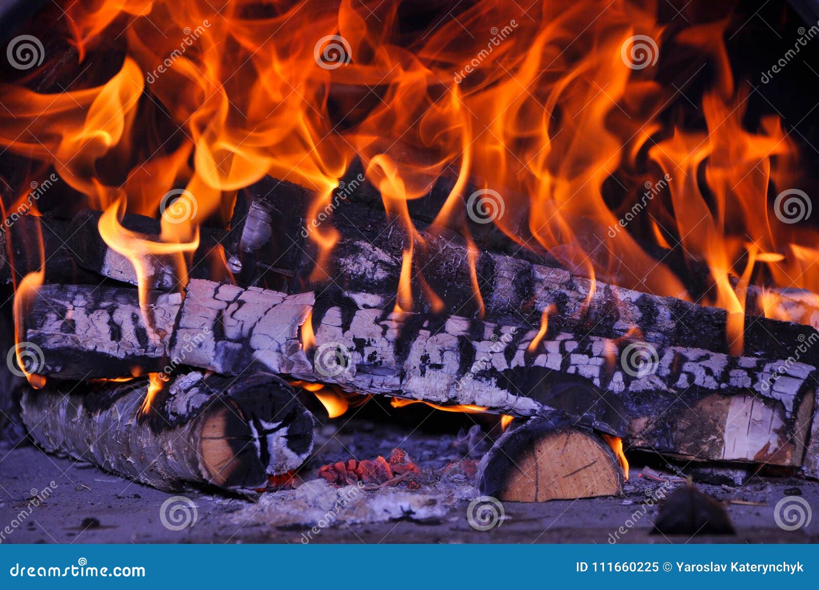 Fire in the open air stock image. Image of open, wood - 111660225