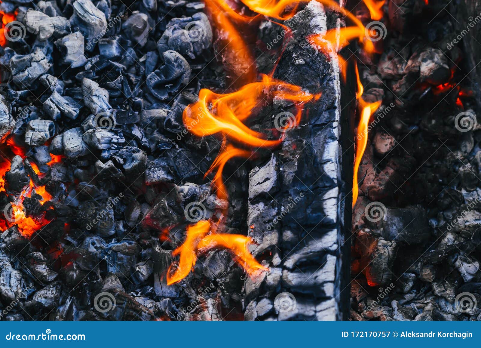 Burning Wood and Hot Red Coals in the Fire Stock Image - Image of ...